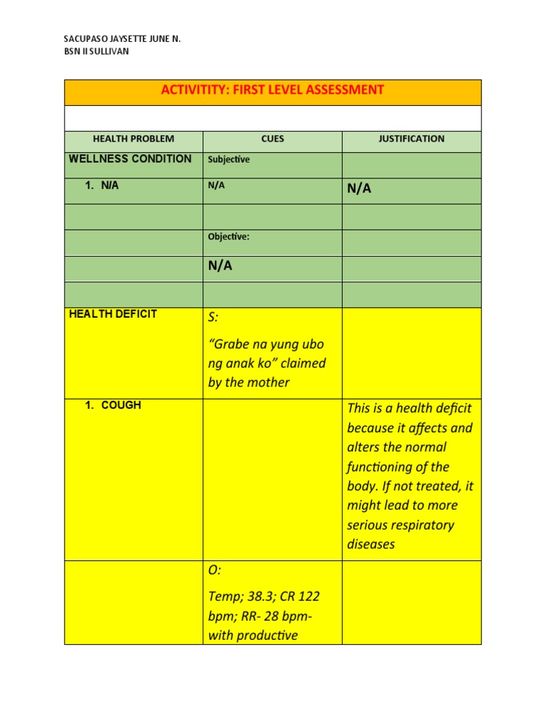First Level Health Assessment Report | PDF | Hypertension | Blood Pressure