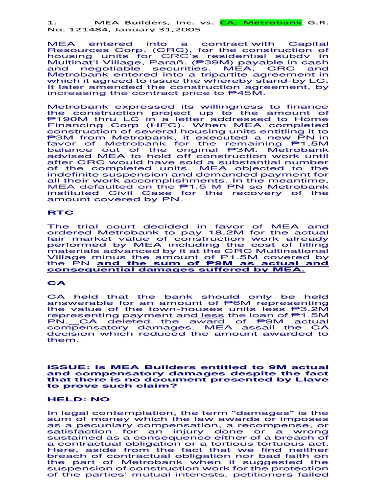 Damages Case Digest PDF | PDF | Damages | Lawsuit