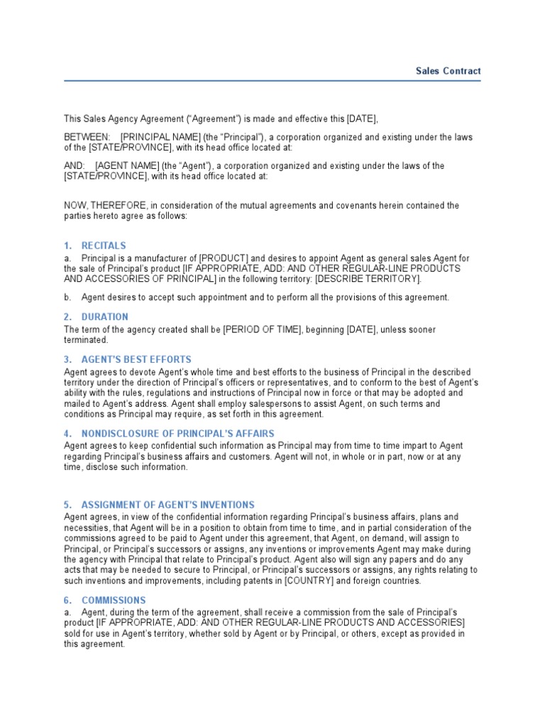 Recitals: Sales Contract | PDF | Law Of Agency | Insurance