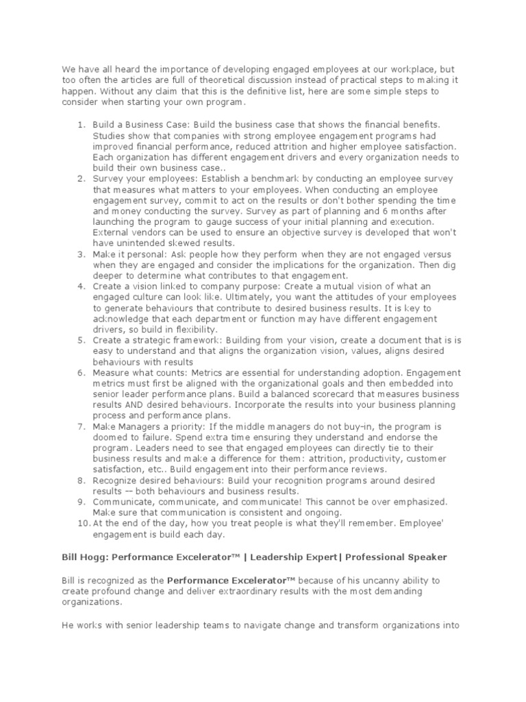 Employee Engagement Programs | PDF | Employment | Leadership