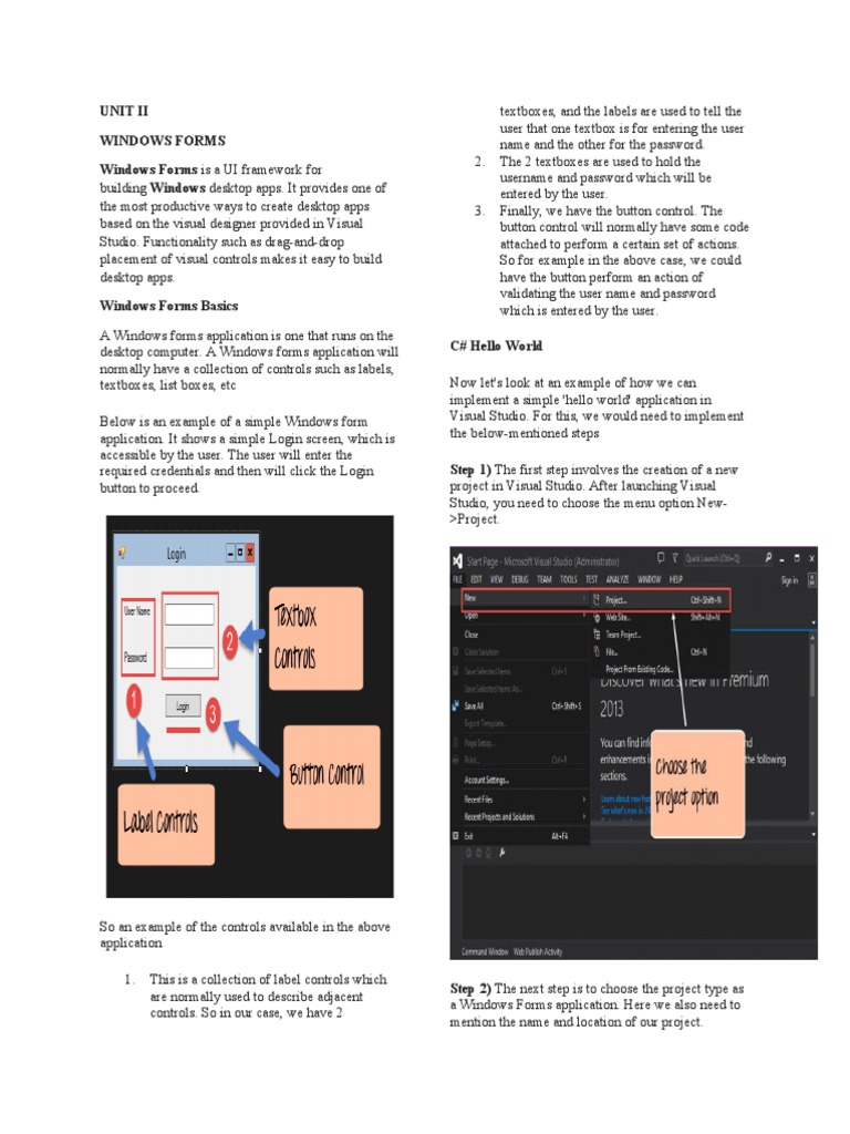 Unit Ii Windows Forms Windows Forms Is A UI Framework For | PDF | Button (Computing) | User ...