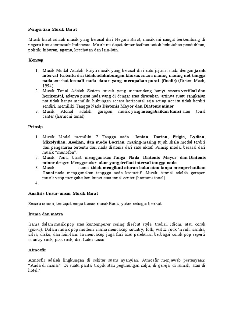 Pengertian Musik Barat | PDF