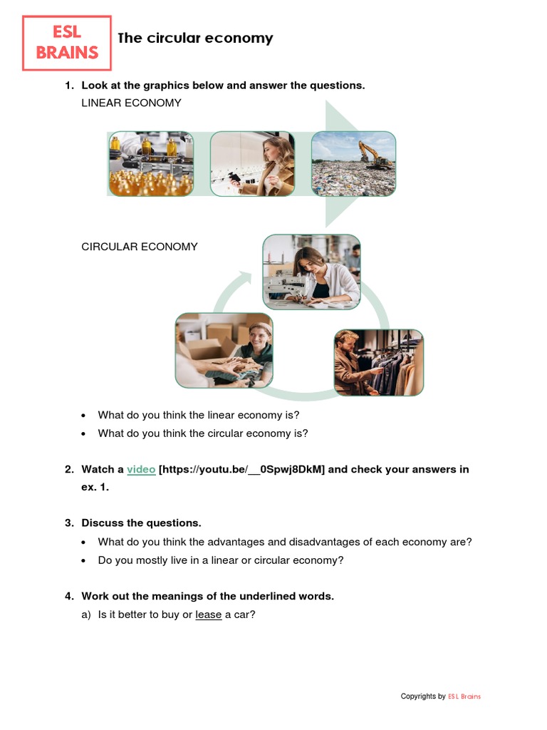 The Circular Economy: 1. Look at The Graphics Below and Answer The ...