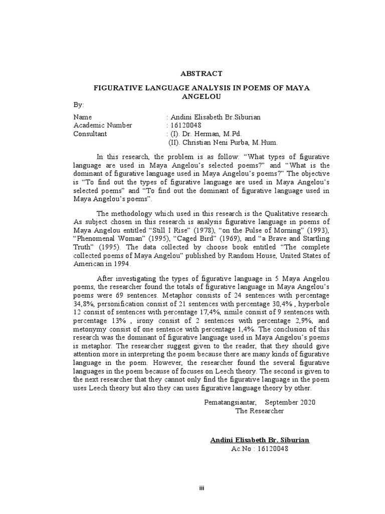 Figurative Language Analysis in Poems of Maya Angelou | PDF | Maya ...