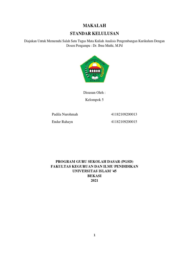 Makalah Kel.5 - Standar Kelulusan | PDF | Karier & Perkembangan