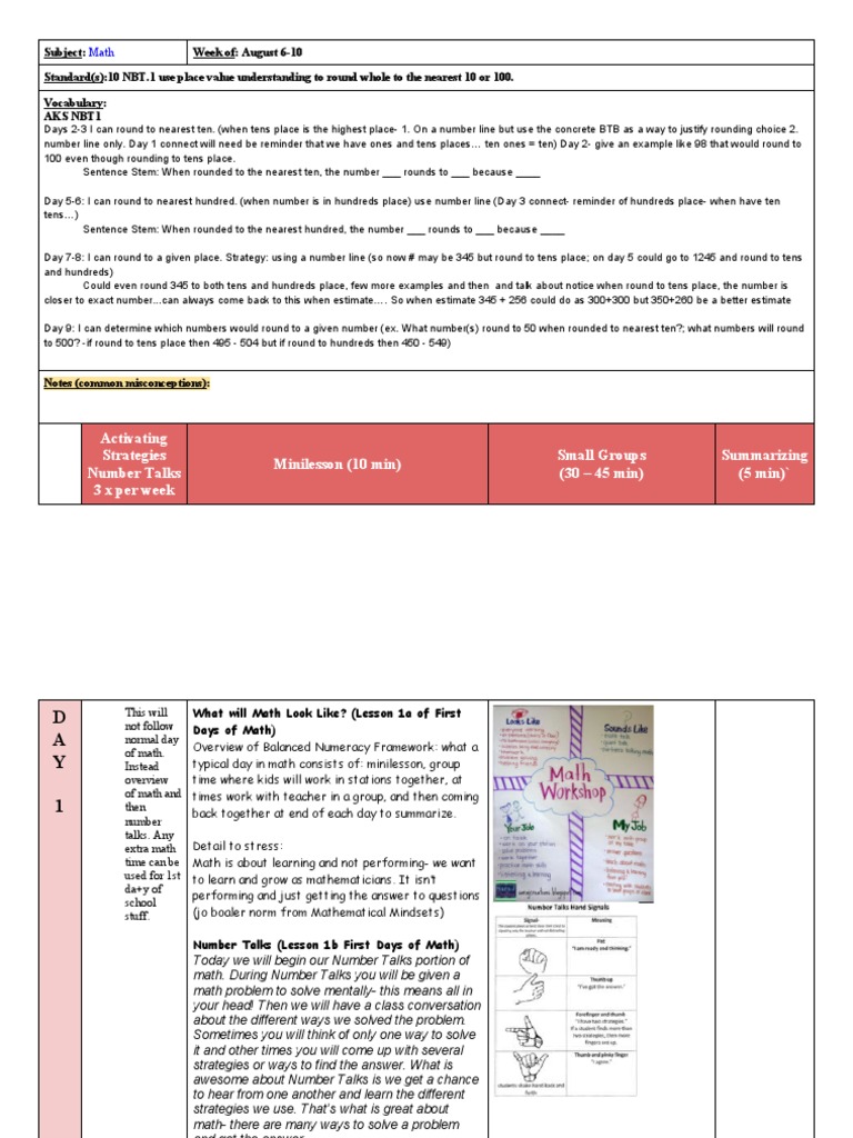 Week 1 - (Aug 6 - 10) 10 NBT.1 Use Place Value Understanding To Round ...