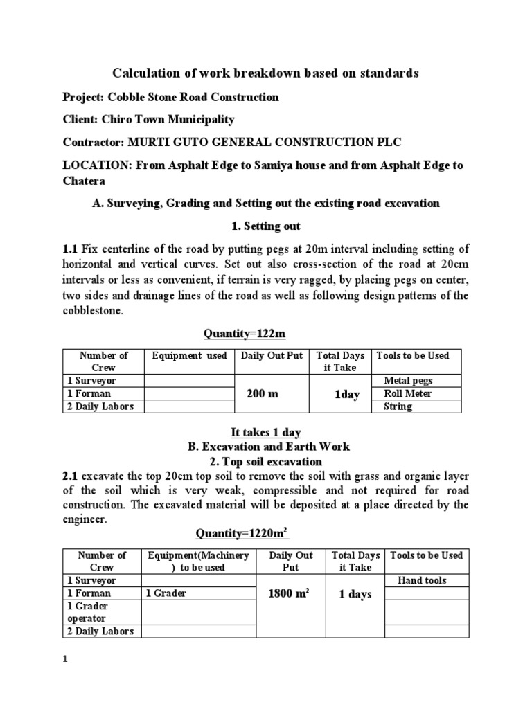 Cobble Break Down Calculation | PDF | Loader (Equipment) | Sidewalk