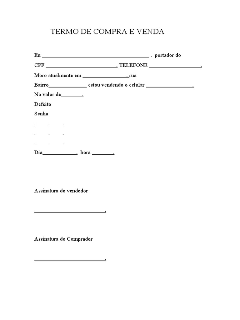 Termo de Compra e Venda | PDF