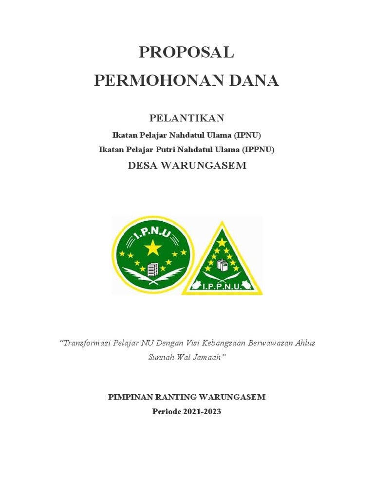 Proposal Pelantikan Ipnu Ippnu 2021-2023 | PDF Proposal Pelantikan Ipnu Ippnu 2021-2023 | PDF