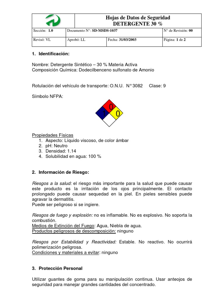Detergente | PDF | Detergente | Agua