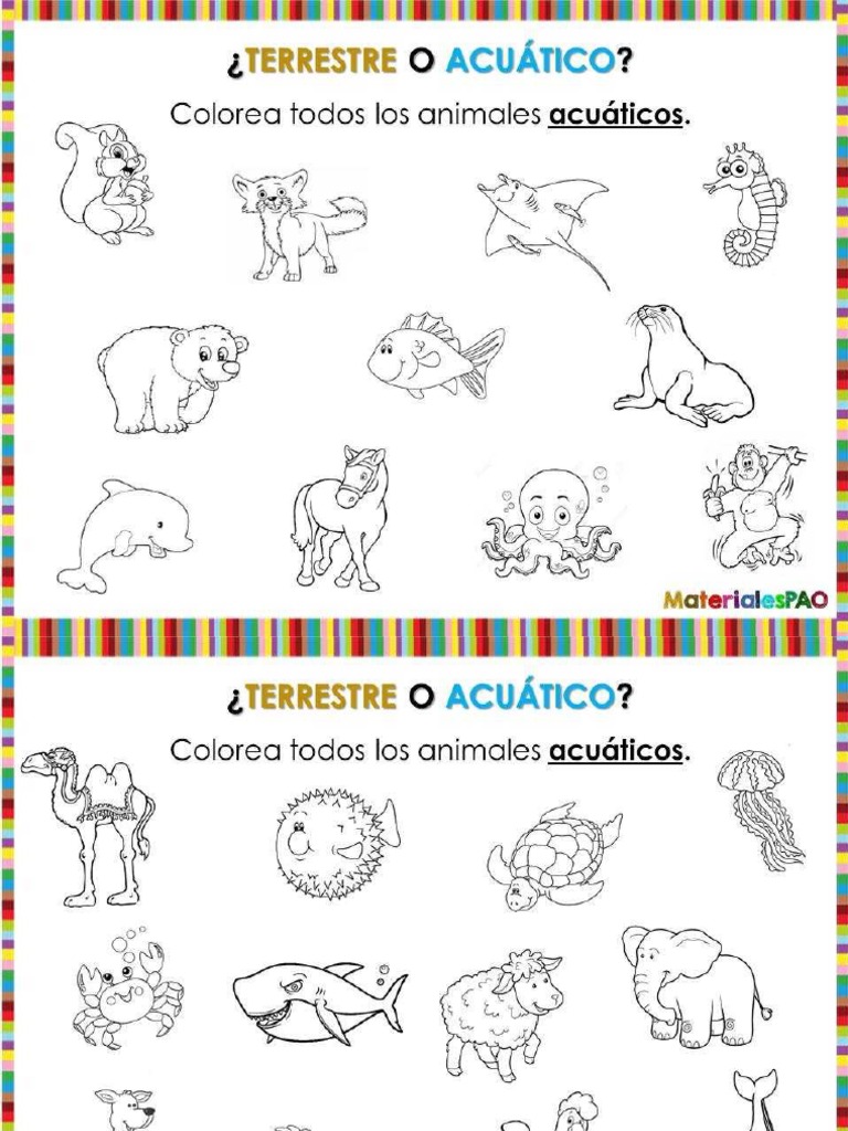 Animales Terrestres y Acuáticos | PDF
