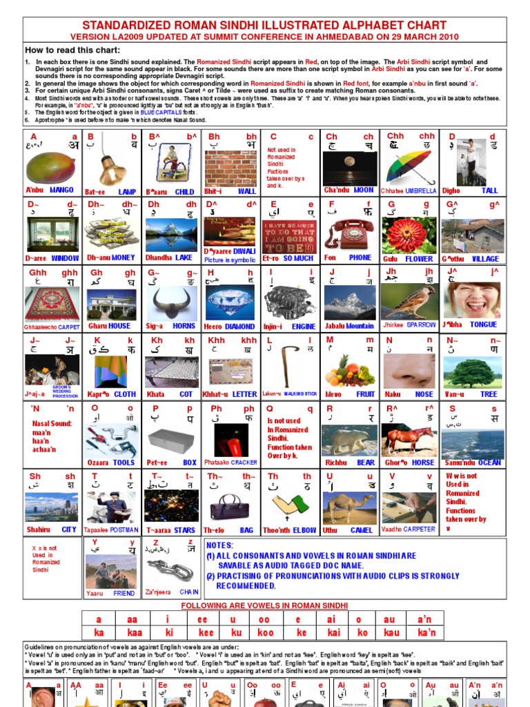 Standardized Roman Sindhi Illustrated Alphabet Chart | PDF ...