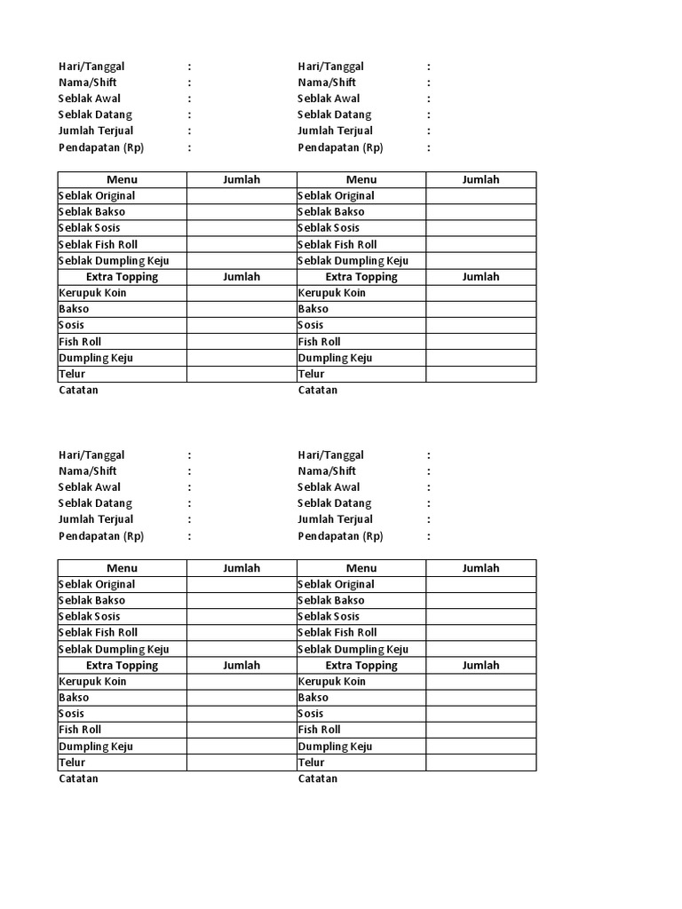 Kertas Rekap Seblak | PDF | Memasak, Makanan, & Anggur