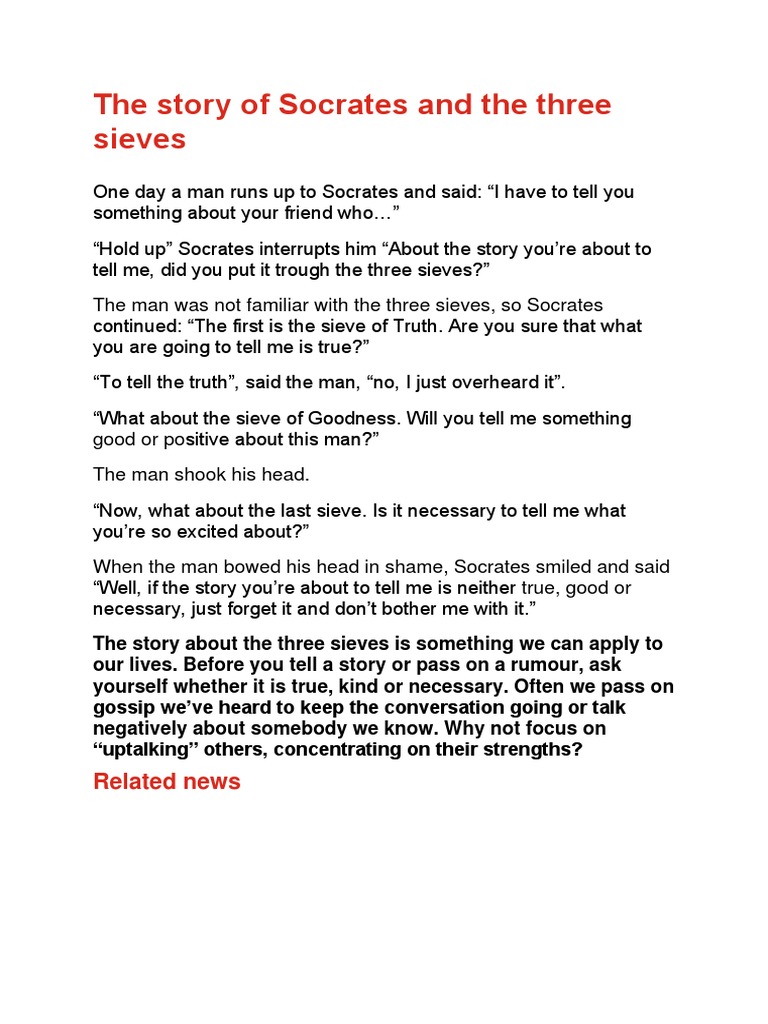 The Story of Socrates and The Three Sieves | PDF | Social Science ...