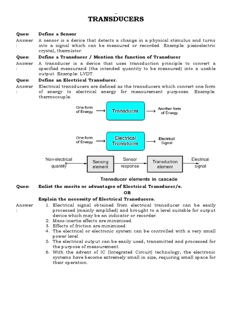 Understanding Electrical Transducers: A Comprehensive Guide to Sensors ...