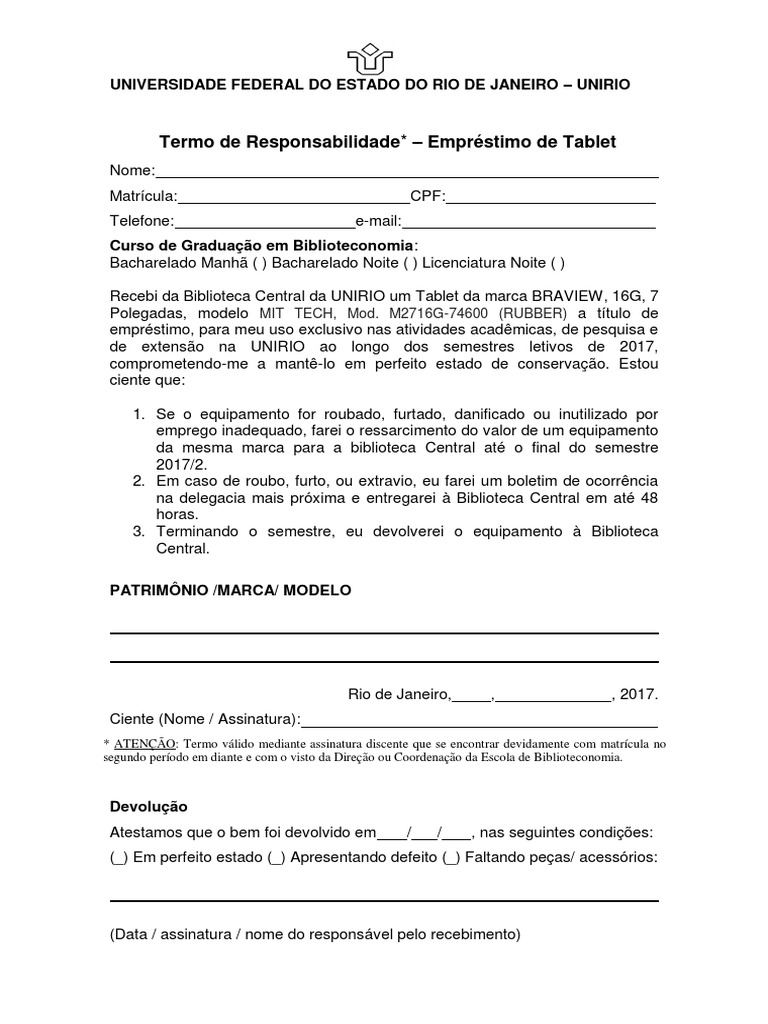 Termo Emprestimo Tablet | PDF