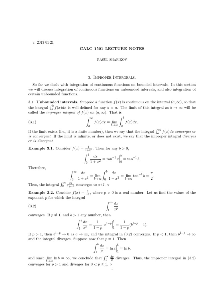 Improper | PDF | Integral | Mathematical Relations