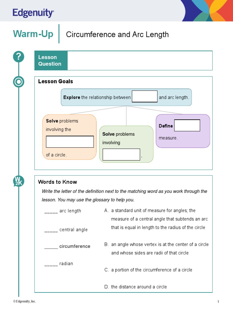Unit 4 (Guided Notes) - Module 5-Circumference and Arcs | PDF | Angle ...