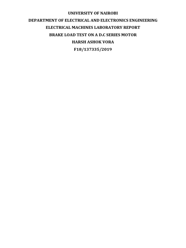 Electrical Report | PDF | Electric Motor | Torque