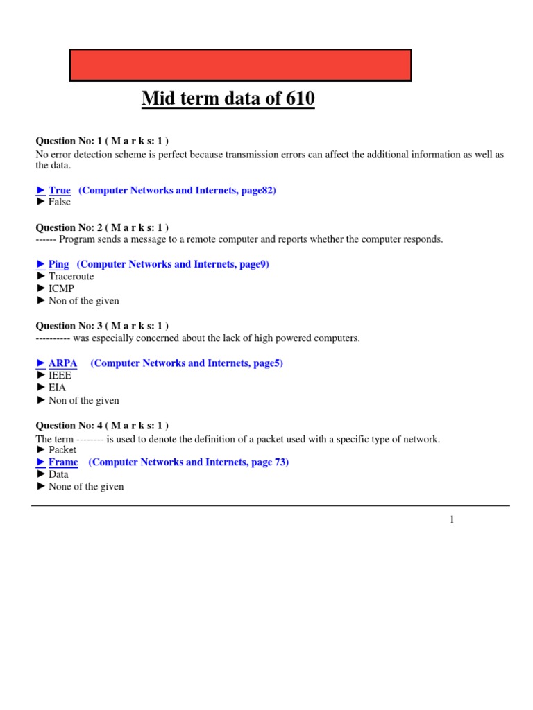 Cs610 - Solved Mcqs | PDF | Internet Protocol Suite | Computer Network