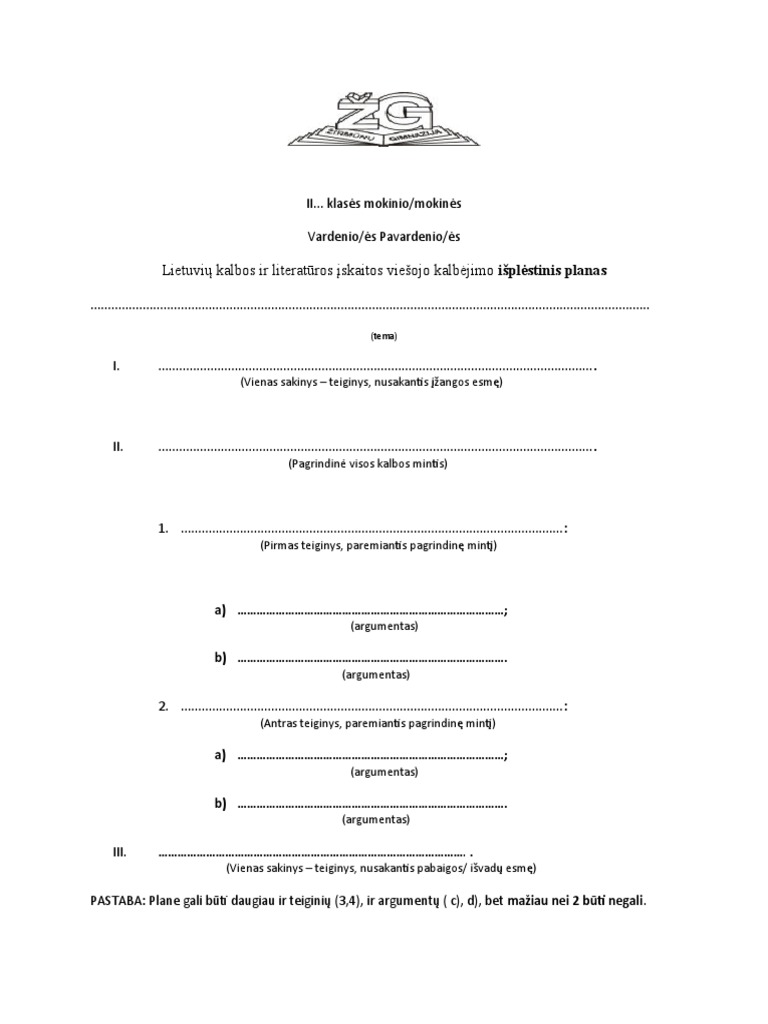 Kalbejimo Planas 2021 | PDF