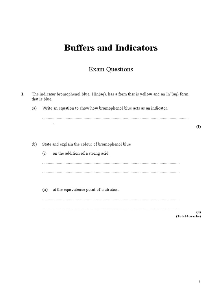 Buffers and Indicators: Exam Questions | PDF | Sodium Hydroxide ...