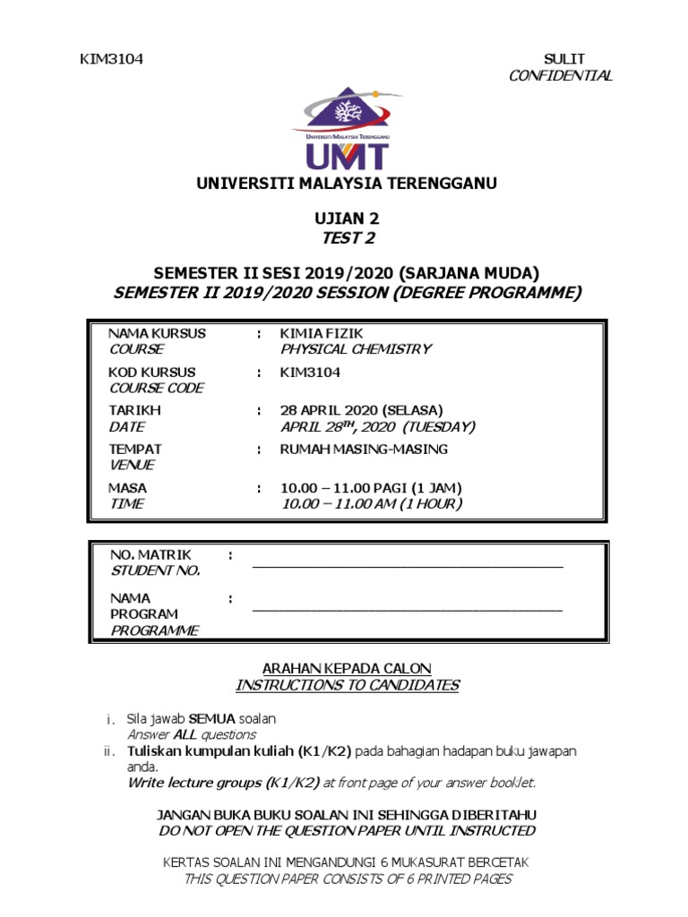 Soalan Test 2 Final | PDF | Gases | Entropy