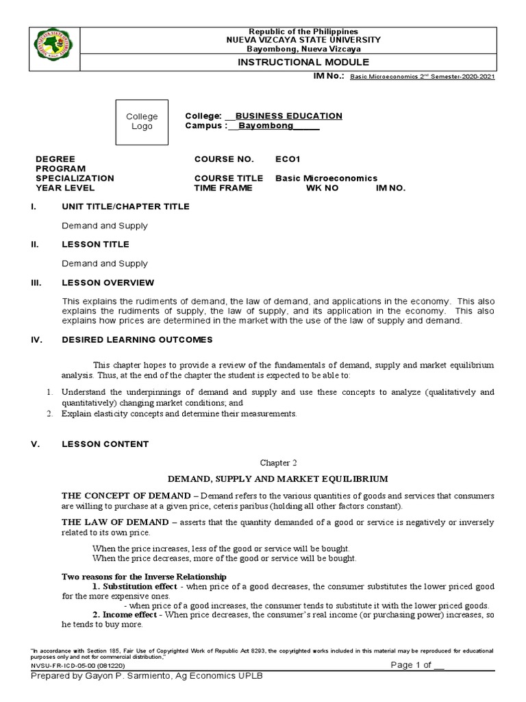 Chapter 2 Demand and Supply | PDF | Demand | Supply (Economics)