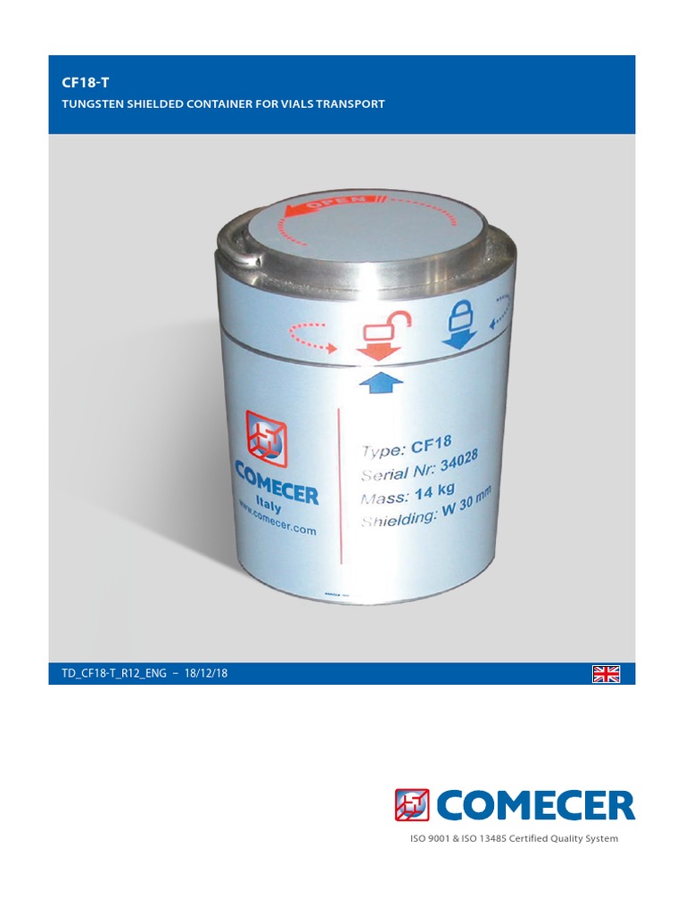 Tungsten Shielded Container For Vials Transport: TD - CF18-T - R12 ...