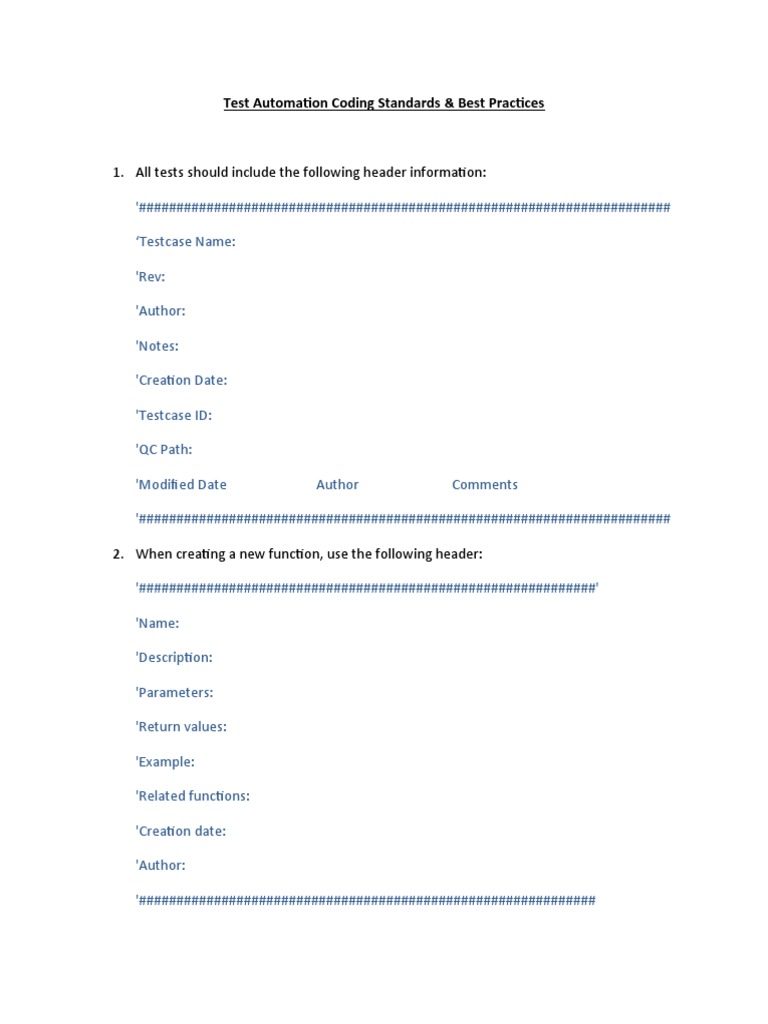Qtp Framework Guidelines Pdf Parameter Computer Programming