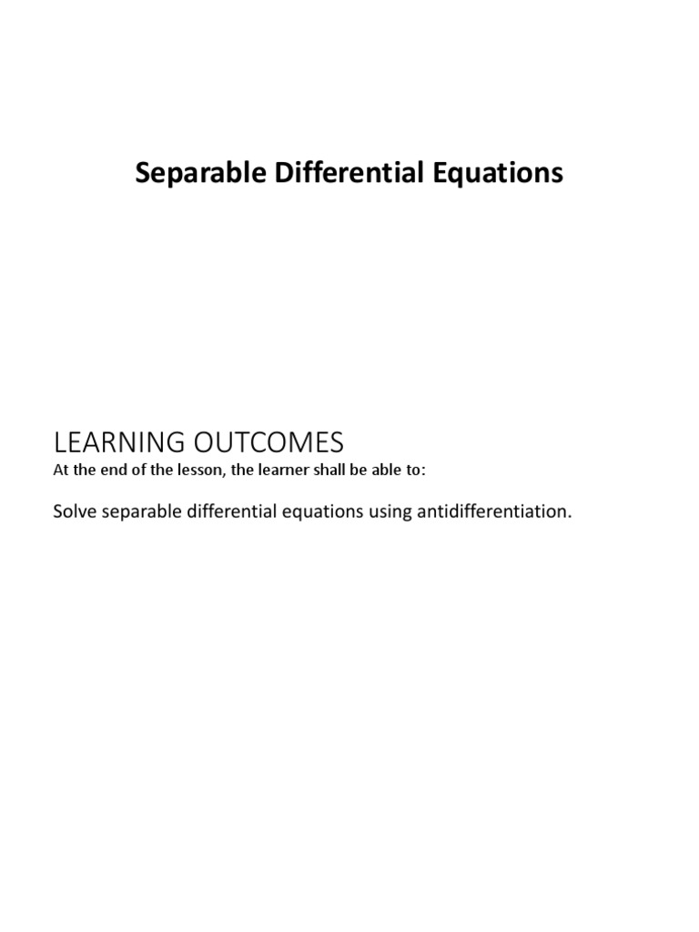 Separable Differential Equations | PDF | Computers