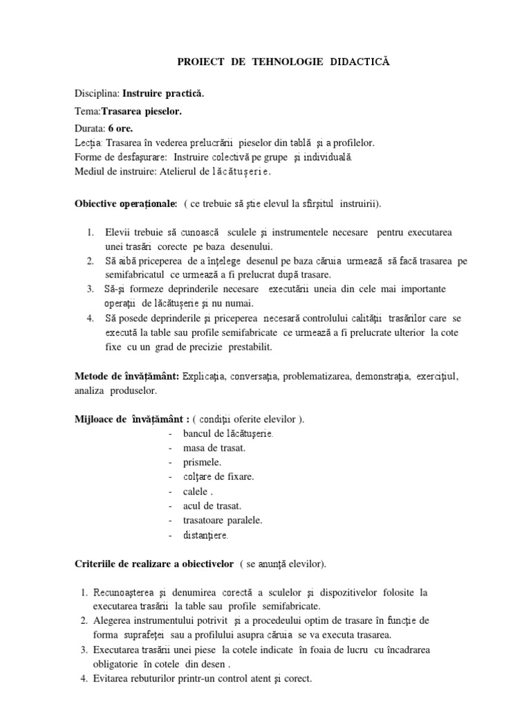 Proiect Didactic | PDF