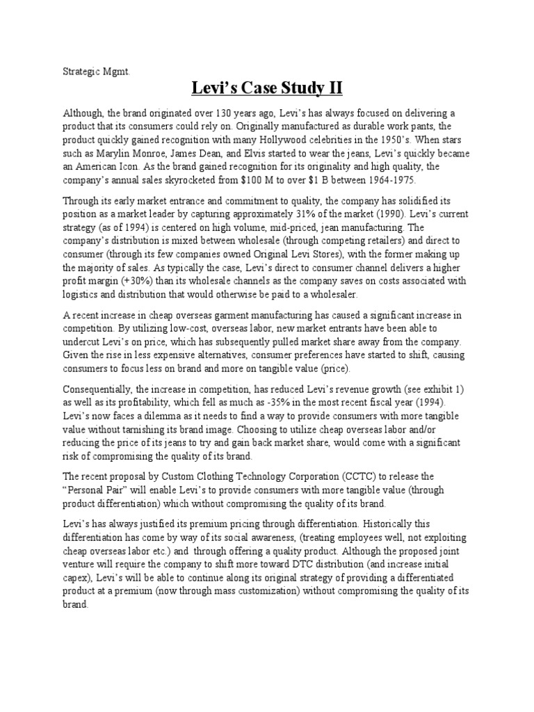 Levi Case Study | PDF | Brand | Market (Economics)