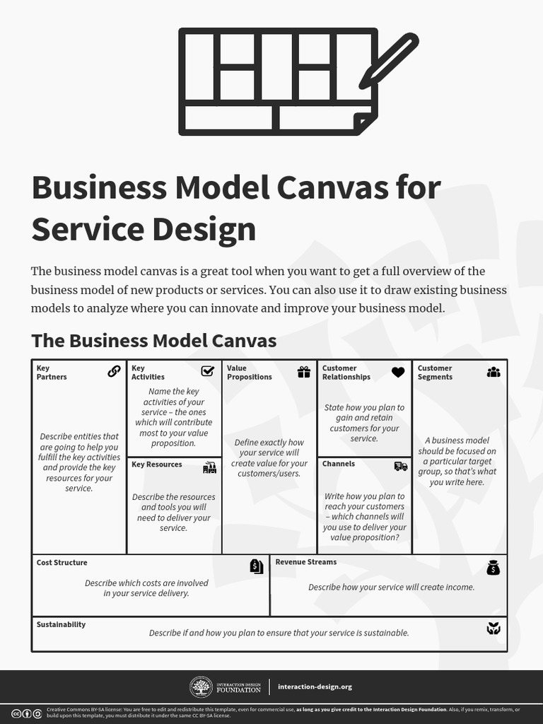 Business Model Canvas For Service Design | PDF | Business Model ...