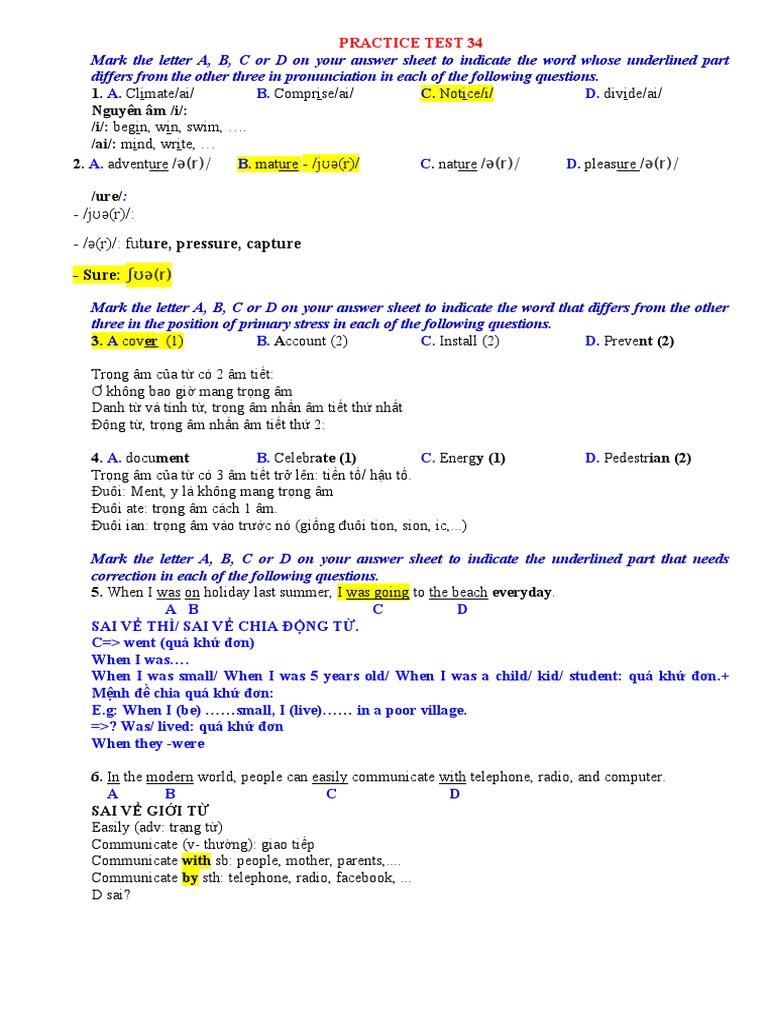 Practice Test 34 | PDF | Sign Language | Body Language