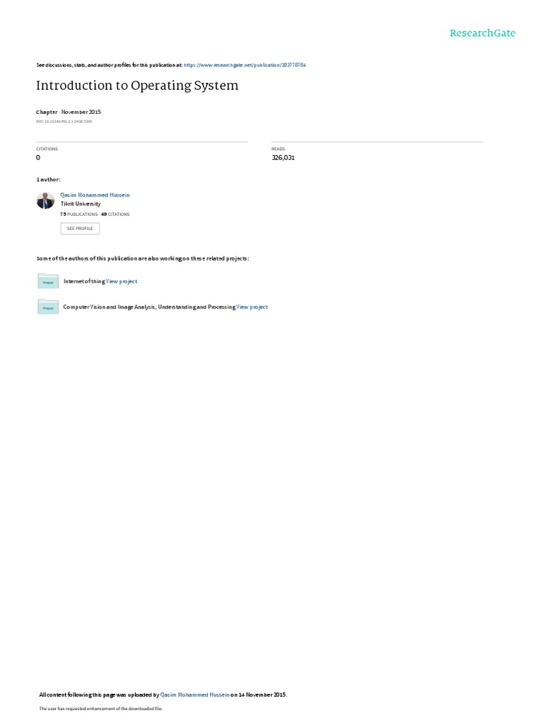 1 Operating System Part 1 | PDF | Operating System | Computer Data Storage