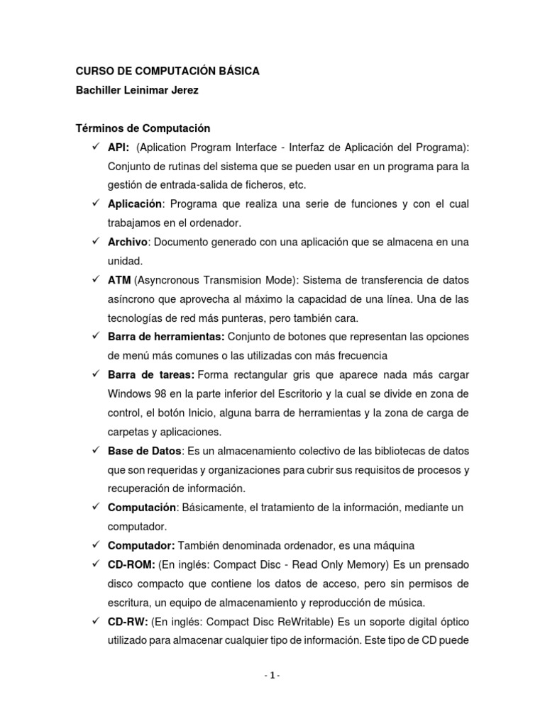 Curso de Computación Básica | PDF | Hardware de la computadora ...