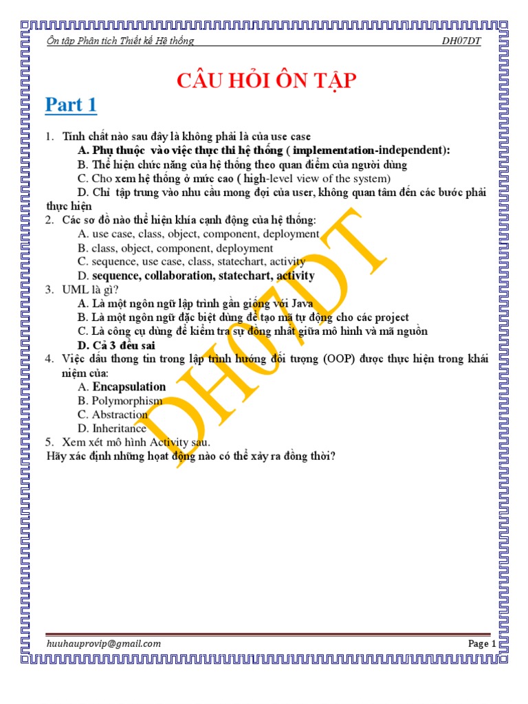 Cau Hoi On Tap - PTTKHT | PDF