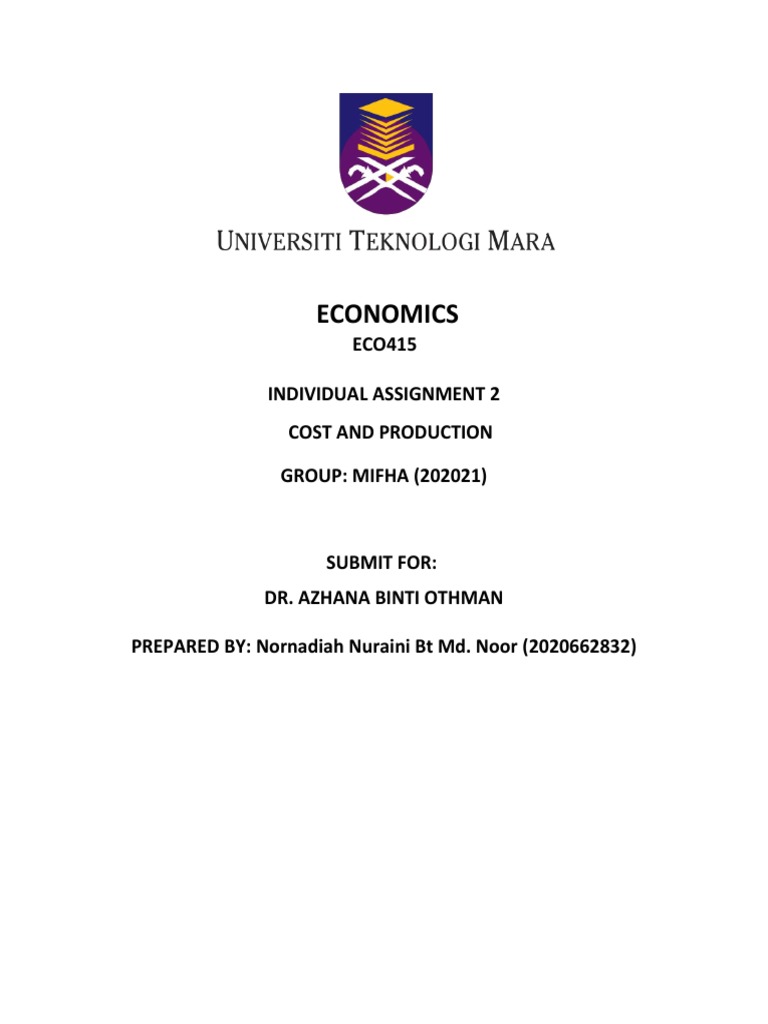 Economics: ECO415 Individual Assignment 2 | PDF | Opportunity Cost ...