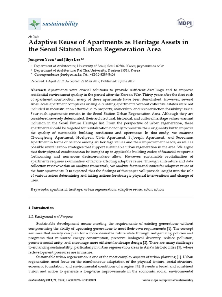 Adaptive Reuse of Apartments As Heritage Assets in | PDF ...