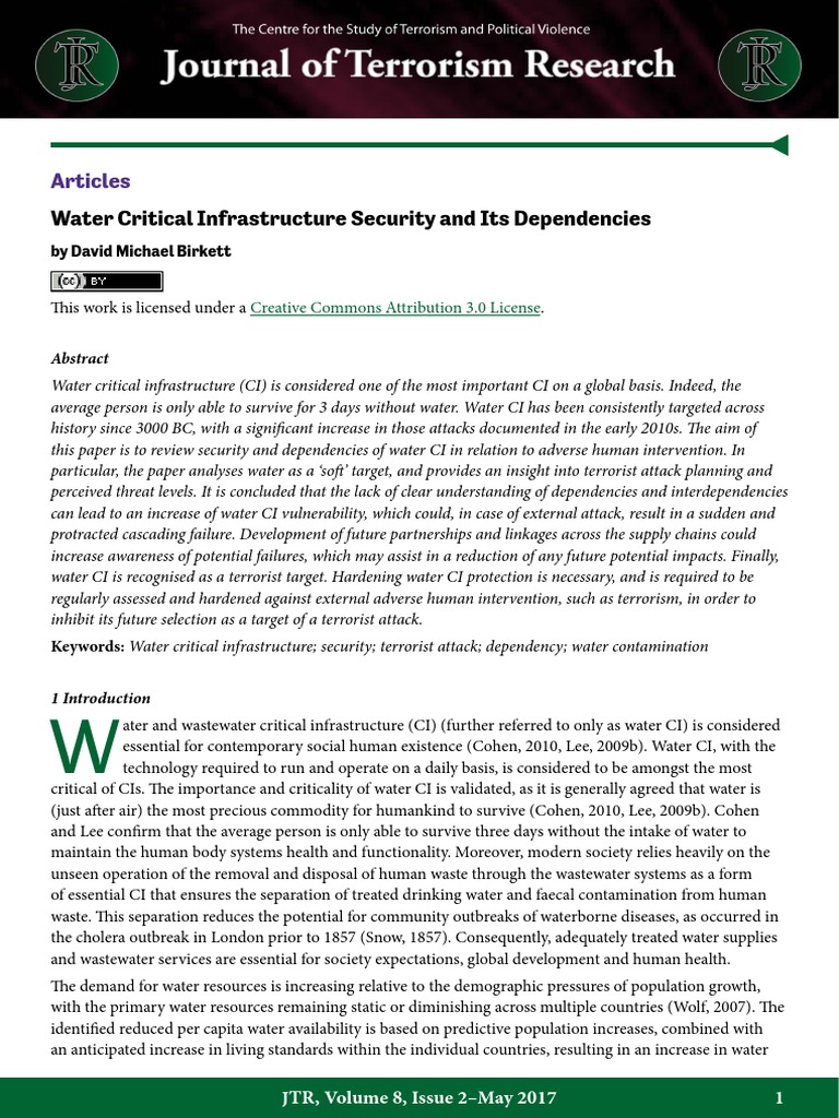 Water Critical Infrastructure Security and Its Dep | PDF | Water | Risk