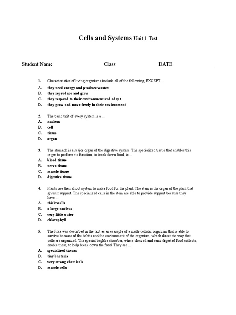 Cells Test 1 Part 2 | PDF | Human Body | Cell (Biology)
