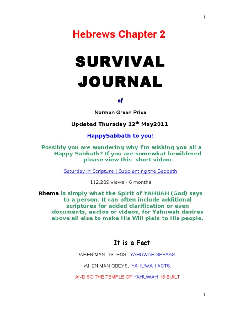 Survival Journal: Hebrews Chapter 2 | PDF | Names Of God In Judaism ...