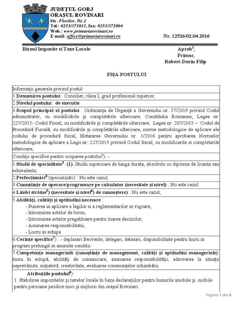 Fisa Postului | PDF