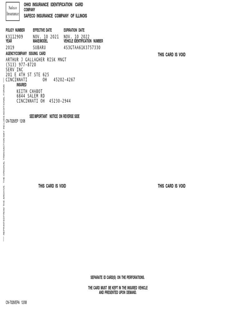 Safeco | PDF | Insurance | Identity Document