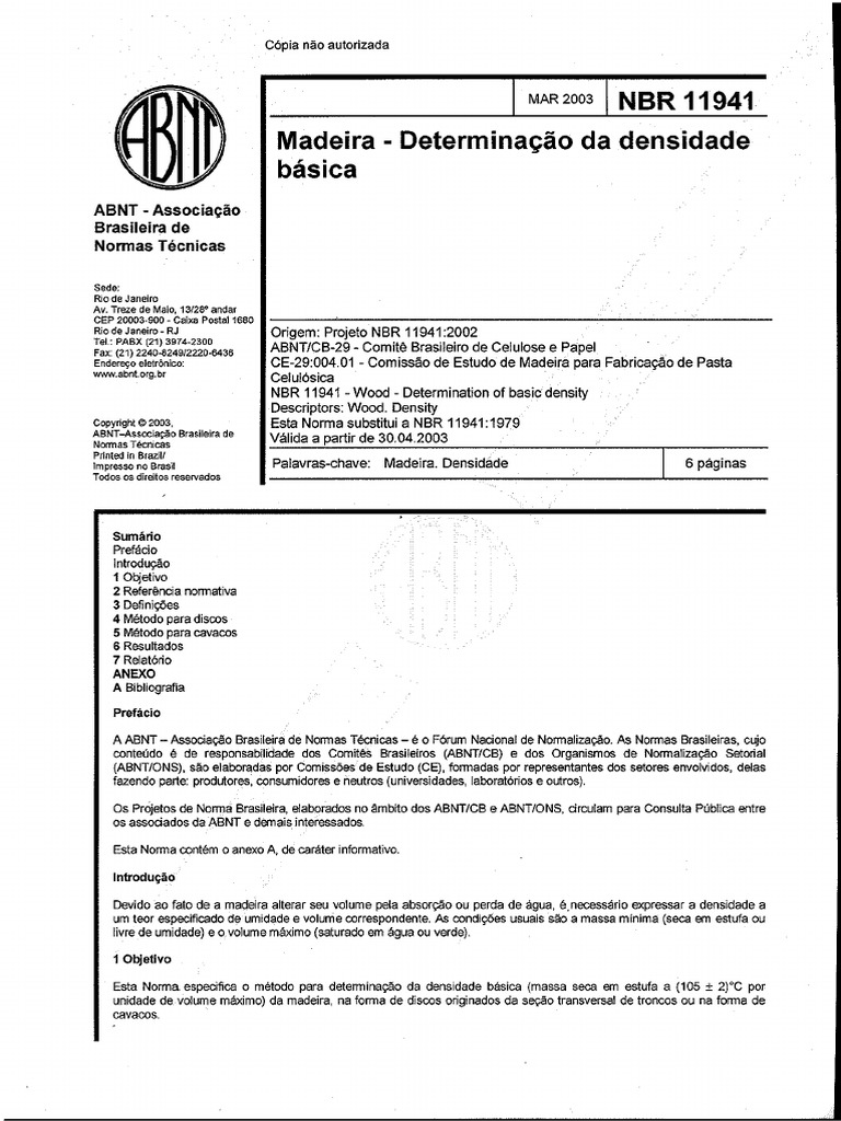NBR 11941-2003 | PDF