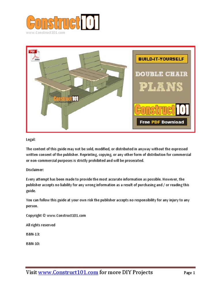 Double Chair Bench Plans | PDF | Machining | Woodworking