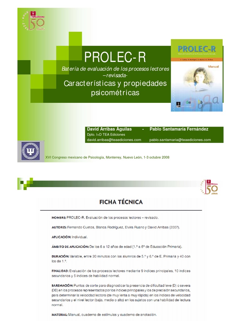 Prolec R | PDF | Validez (Estadísticas) | Oración (Lingüística)