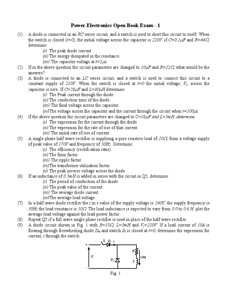 Power Electronics Exam Questions | PDF | Rectifier | Computer Engineering
