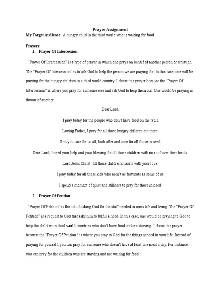 Prayerr Assignment | PDF | Prayer | Intercession